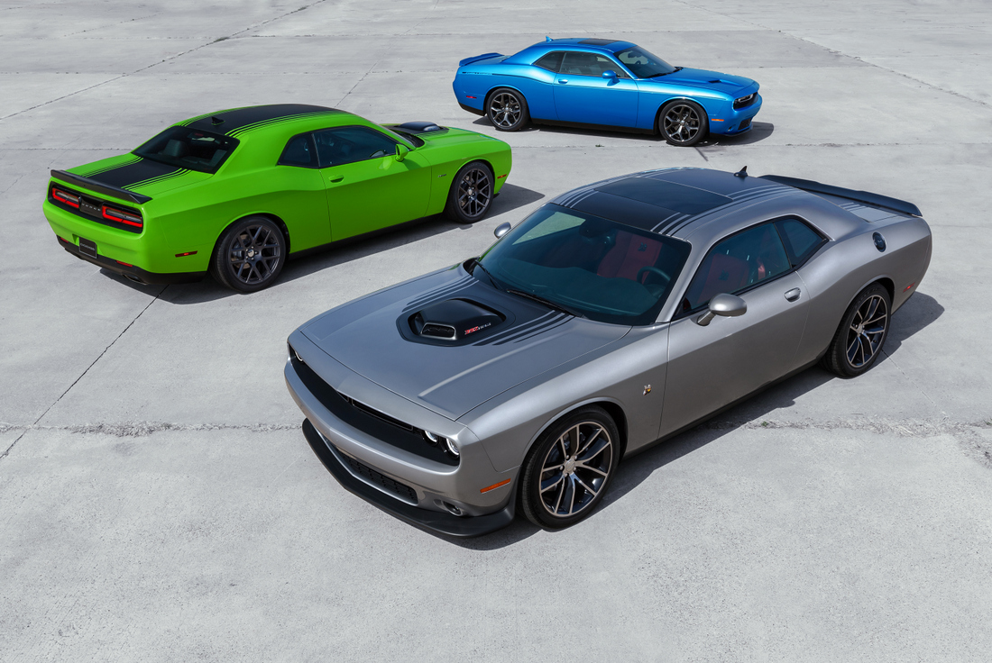 Clockwise starting from top: 2015 Dodge Challenger SXT, 2015 Dod ...
